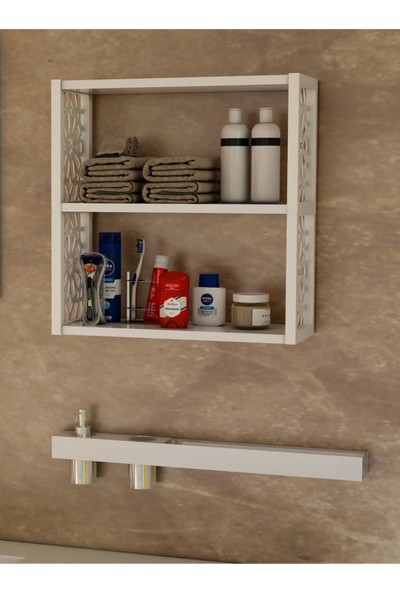 Pratico Dekoratif Duvar Rafı Beyaz 50 x 60 x 20 cm