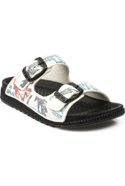 Ceyo 9928-30 Çift Toka Beyaz Çocuk Sandalet