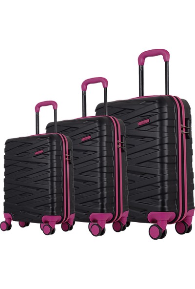 Ççs Nc 092 Abs Valiz Seti Siyah Pembe