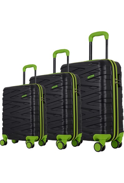 Ççs Nc 092 Abs Valiz Seti Siyah Yeşil