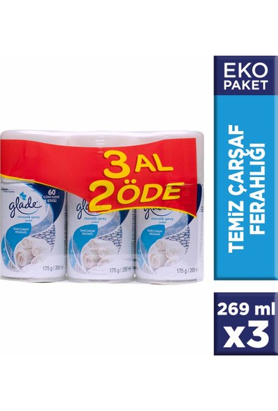 Glade Otomatik Sprey Oda Kokusu Yedek 3 Al 2 Öde Clean Linen