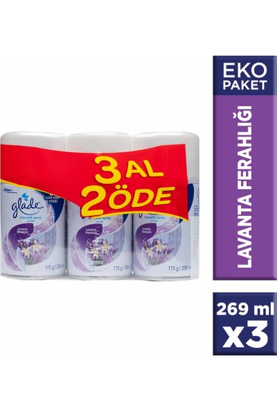 Glade Otomatik Sprey Oda Kokusu Yedek 3 Al 2 Öde Lavanta Ferahlığı