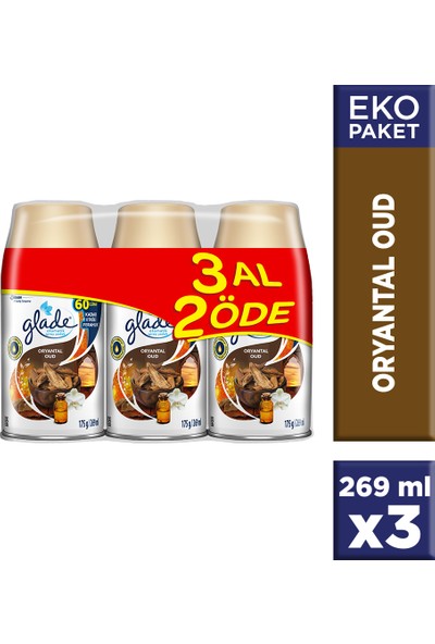Glade Otomatik Sprey Oda Kokusu Yedek Oryantal Oud 3 al 2 öde - Ipeksi Vanilya Glade Otomatik Sprey Oda Kokusu Yedek Oryantal Oud 3 al 2 öde - Ipeksi Vanilya