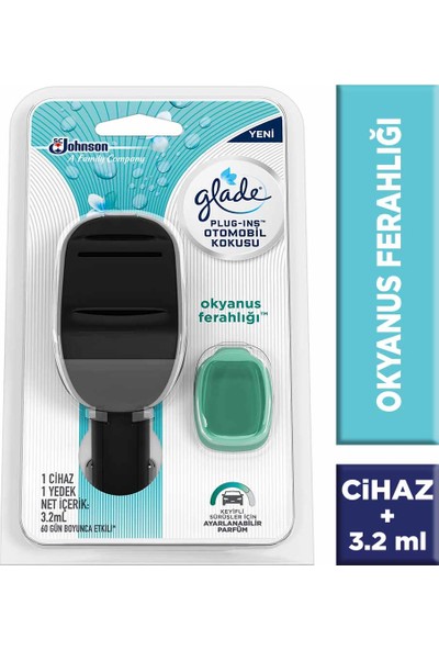 Glade Plug İn Oto Kokusu Okyanus Ferahlığı Cihaz + 1 Yedek Glade Plug İn Oto Kokusu Okyanus Ferahlığı Cihaz + 1 Yedek