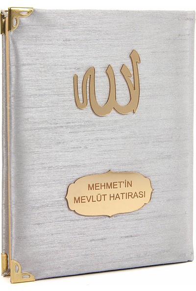 İhvan Şantuk Kumaş Kaplı Isme Özel Yasin Kitabı Çanta Boy Gri
