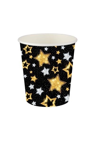 Kikajoy Yıldızlar Siyah Karton Bardak 8'li