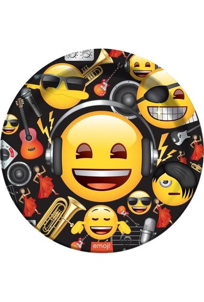 Kikajoy Genç Emoji Karton Tabak 23 cm 8'li