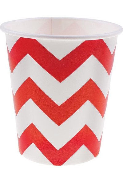 Kikajoy Kırmızı Zigzag Karton Bardak 8'li