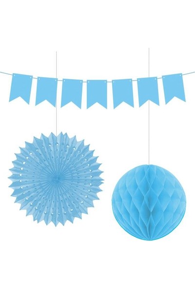 Kikajoy Mavi Yelpaze Süs Seti 3'lü