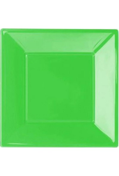 Kikajoy Yeşil Plastik Kare Tabak 17 cm 8'li