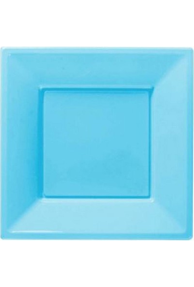 Kikajoy Mavi Plastik Kare Tabak 23 cm 8'li