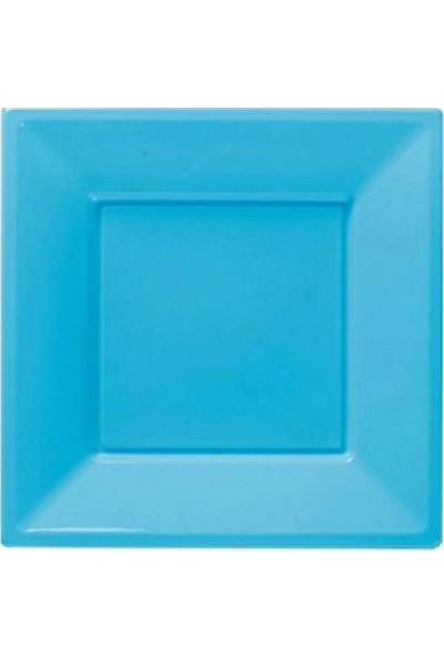Kikajoy Turkuaz Plastik Kare Tabak 17 cm 8'li