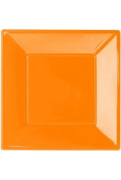 Kikajoy Turuncu Plastik Kare Tabak 17 cm 8'li