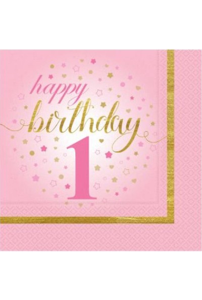 Kikajoy Küçük Yıldızlar 1 Yaş Kız Kağıt Peçete 33 x 33 cm 20'li