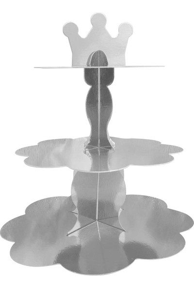 Kikajoy Metalik Gümüş Cupcake Standı