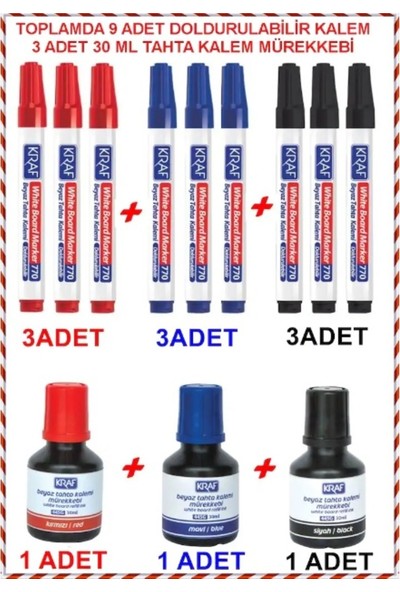 Kraf Doldurulabilir Tahta Kalemi(770) 3 Siyah + 3 Mavi+ 3 Kırmızı ve 1 Siyah + 1 Mavi +1 Kırmızı 30 ml Mürekkep(445G) Kraf Doldurulabilir Tahta Kalemi(770) 3 Siyah + 3 Mavi+ 3 Kırmızı ve 1 Siyah + 1 Mavi +1 Kırmızı 30 ml Mürekkep(445G)