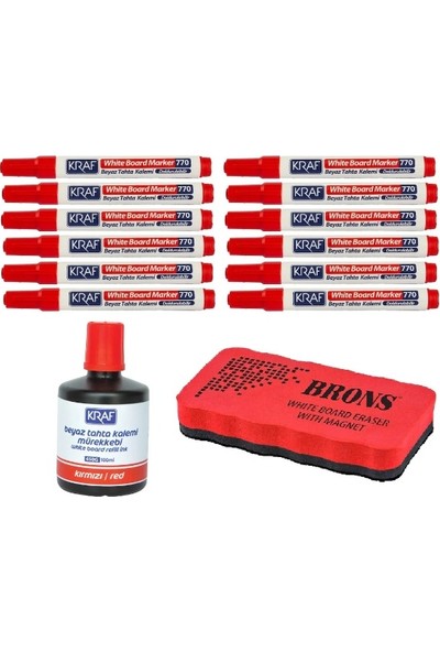 Kraf 770 Beyaz Tahta Kalemi+Kraf 450G 100ML Mürekkep+Tahta Silgisi