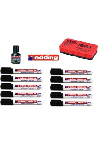 Edding 360 Xl Tahta Kalemi 10'lu Set ( Mürekkep & Tahta Silgisi ) Edding 360 Xl Tahta Kalemi 10'lu Set ( Mürekkep & Tahta Silgisi )