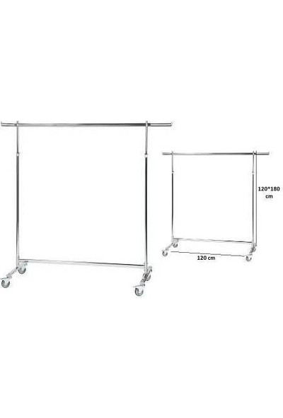 Vitrin Raf Komple Krom Frenli Tekerlekli Stand Askılık (Eşek) Stant Vitrin Raf Komple Krom Frenli Tekerlekli Stand Askılık (Eşek) Stant