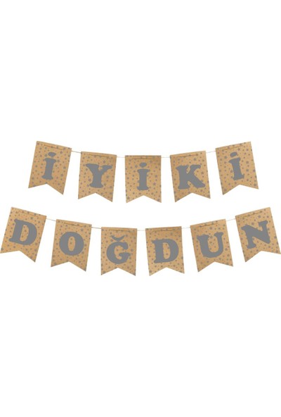 Kikajoy İyi ki Doğdun Kraft Zemin Gümüş Harf Afiş Kikajoy İyi ki Doğdun Kraft Zemin Gümüş Harf Afiş