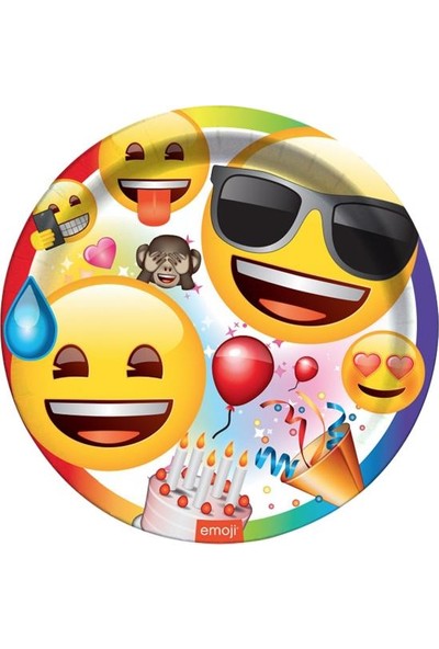 Kikajoy Emoji Parti Karton Tabak 23 cm 8'li Kikajoy Emoji Parti Karton Tabak 23 cm 8'li