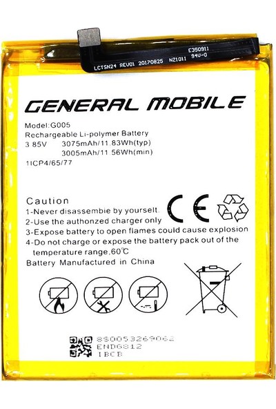 Yedekyedek General Mobile GM 8 Batarya Pil