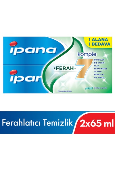 Ipana Komple Bakım Diş Macunu Ağız Bakım Suyu Ferahlatıcı Temizlik 1 Alana 1 Bedava Paketi (65 ml + 65 ml)