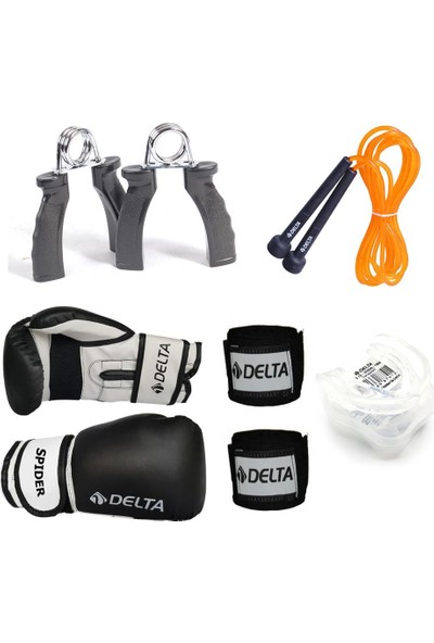 Delta Fist Boks Seti (Boks Eldiveni - El Bandajı - Atlama İpi - Dişlik - El Yayı) Delta Fist Boks Seti (Boks Eldiveni - El Bandajı - Atlama İpi - Dişlik - El Yayı)