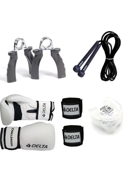 Delta Stron Boks Seti (Boks Eldiveni - El Bandajı - Atlama İpi - Dişlik - El Yayı) Delta Stron Boks Seti (Boks Eldiveni - El Bandajı - Atlama İpi - Dişlik - El Yayı)