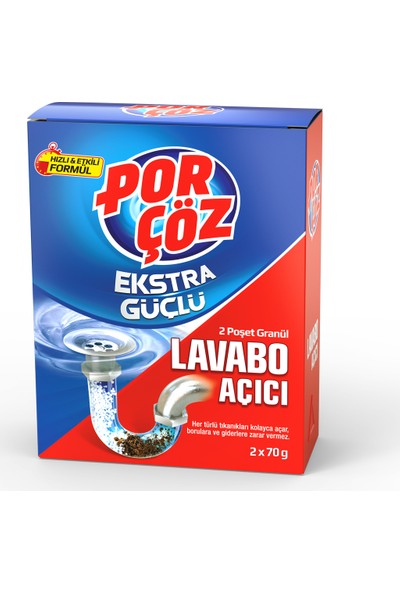 Por Çöz Ekstra Güçlü Lavabo Açıcı Granül 2x70 Gr Por Çöz Ekstra Güçlü Lavabo Açıcı Granül 2x70 Gr