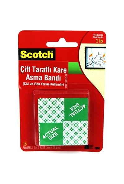 Scotch Çift Taraflı Köpük Bant Kare 3m 111 Scotch Çift Taraflı Köpük Bant Kare 3m 111