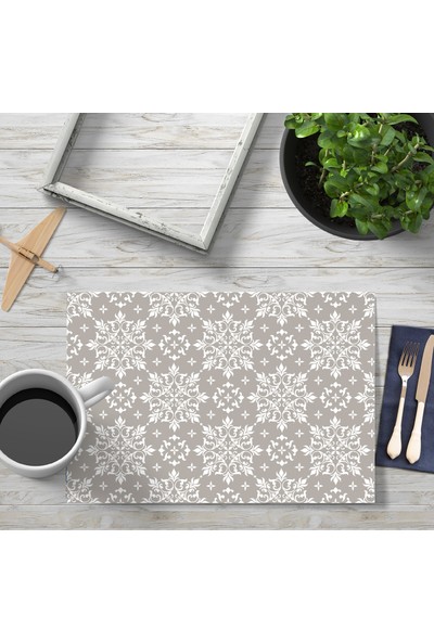 Yamamiya Gri Motifli Amerikan Servis 4'lü Set