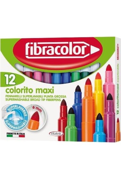 Fibracolor Colorito Maxi Jumbo Keçeli 12 Renk Yıkanabilir Fibracolor Colorito Maxi Jumbo Keçeli 12 Renk Yıkanabilir