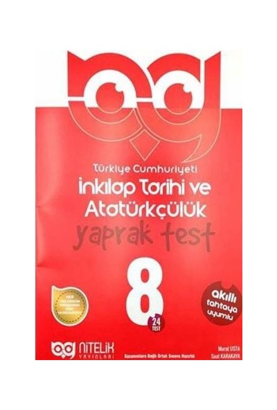Nitelik Yayınları 8. Sınıf İnkılap Tarihi ve Atatürkçülük Yaprak Test Nitelik Yayınları 8. Sınıf İnkılap Tarihi ve Atatürkçülük Yaprak Test