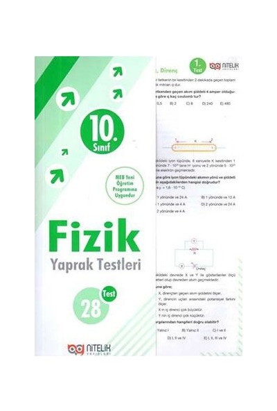 Nitelik Yayınları 10. Sınıf Fizik Yaprak Test