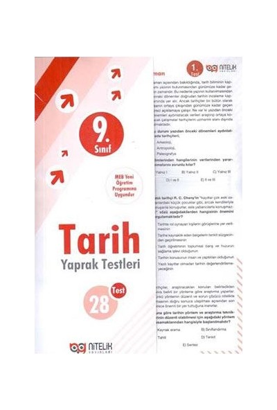 Nitelik Yayınları 9. Sınıf Tarih Yaprak Test Nitelik Yayınları 9. Sınıf Tarih Yaprak Test