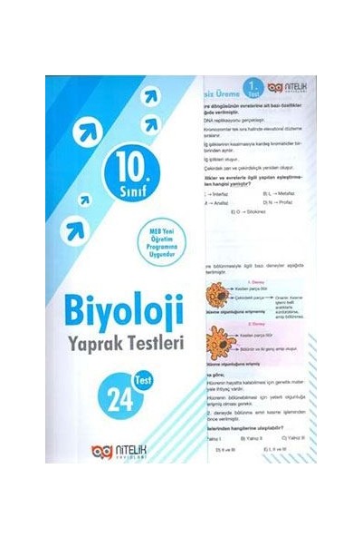 Nitelik Yayınları 10. Sınıf Biyoloji Yaprak Test Nitelik Yayınları 10. Sınıf Biyoloji Yaprak Test