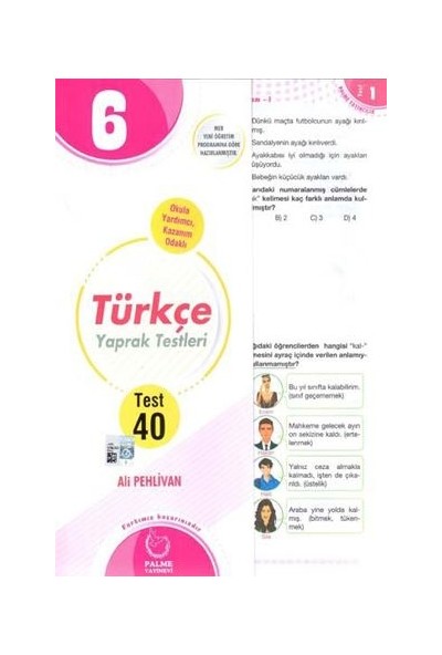 Palme Yayıncılık 6. Sınıf Türkçe Yaprak Test Palme Yayıncılık 6. Sınıf Türkçe Yaprak Test