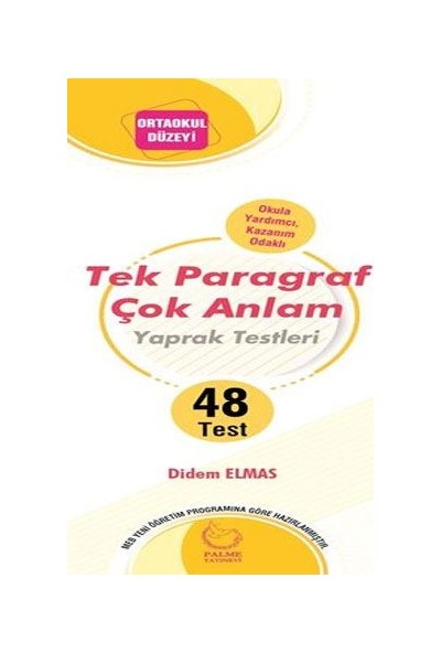 Palme Yayıncılık 8. Sınıf Tek Paragraf Çok Anlam Yaprak Test (48 Test) - Didem Elmas Palme Yayıncılık 8. Sınıf Tek Paragraf Çok Anlam Yaprak Test (48 Test) - Didem Elmas