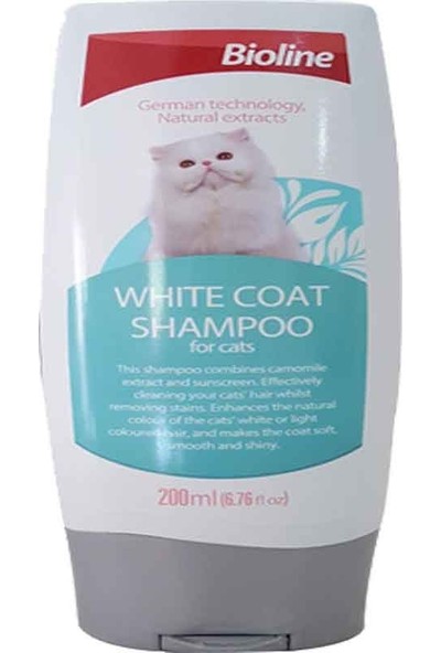 Bioline Beyaz Tüylü Kediler Için Kedi Şampuanı 200 ml