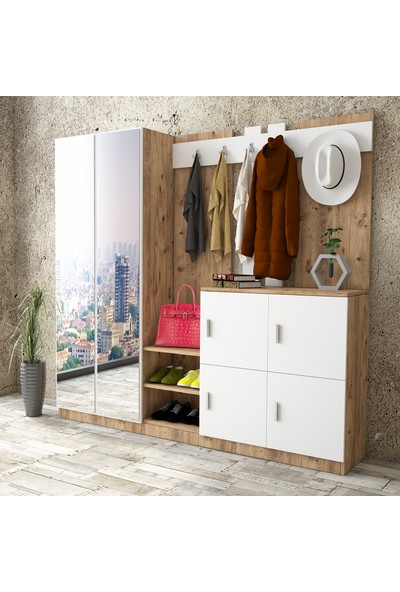 Yurudesign Gibson Vestiyer Portmanto Ayakkabılık Çam-Beyaz Yurudesign Gibson Vestiyer Portmanto Ayakkabılık Çam-Beyaz