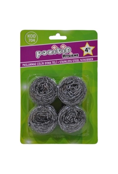 Pozitif Hygiene Paslanmaz Çelik Ovma Teli 4'lü 10 Paket