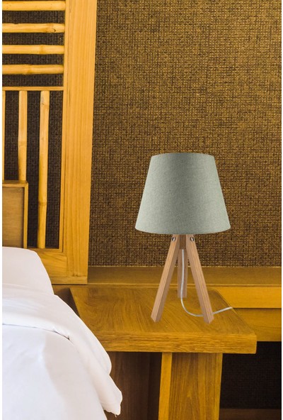 Modelight Deko Abajur Bambu Ayak Yeşil Şapka