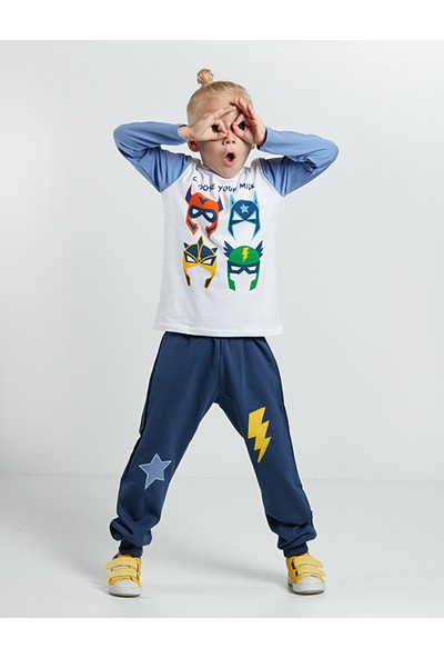Denokids Erkek Çocuk Maskeler Pantolon Takım