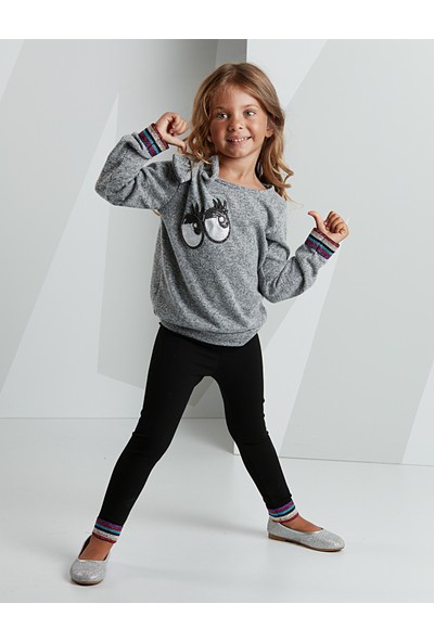 Mushi Kız Çocuk Gözler Kız Triko Tayt Takım