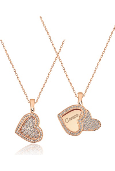 Dzg Silver İsim Yazılan Açılan Kalpli Gümüş Kolye Dn42