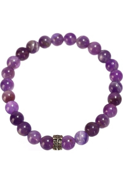 Sahi Aksesuar Sahi Aksesuar 7Mm Doğal Ametist Taşı Doğal Taş Elastik Bileklik