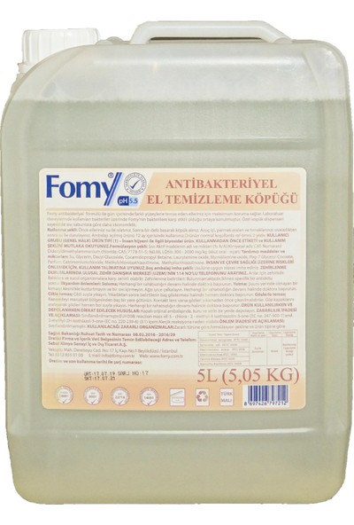 Fomy Antibakteriyel Köpük Sabun 5 lt Fomy Antibakteriyel Köpük Sabun 5 lt