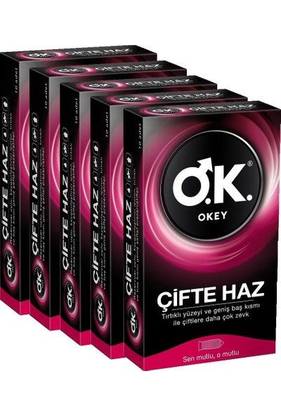 Okey Prezervatif Çifte Haz 50'li ( 10 x 5 )