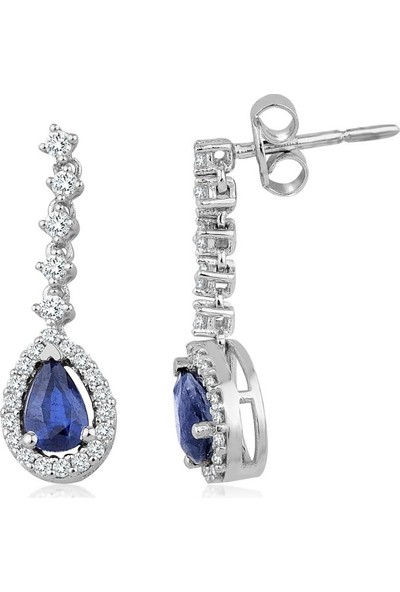 İryum Damla Safir Küpe Pe1391